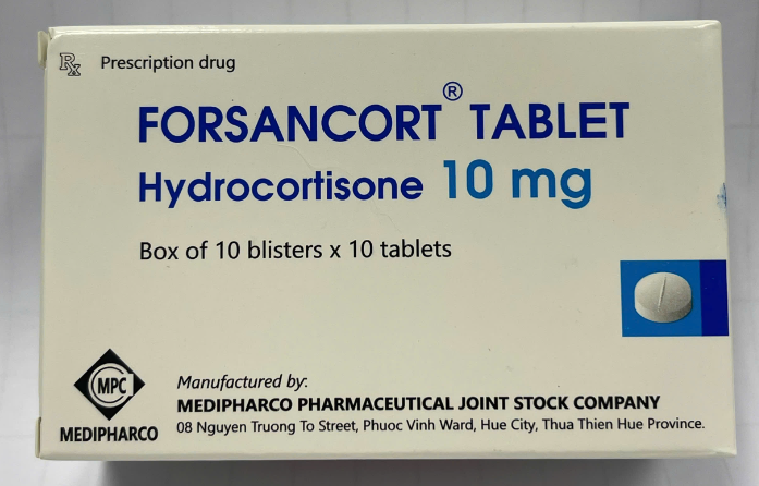 Forsancort Hydrocortison 10mg Medipharco (H/100v) | Top Thuốc